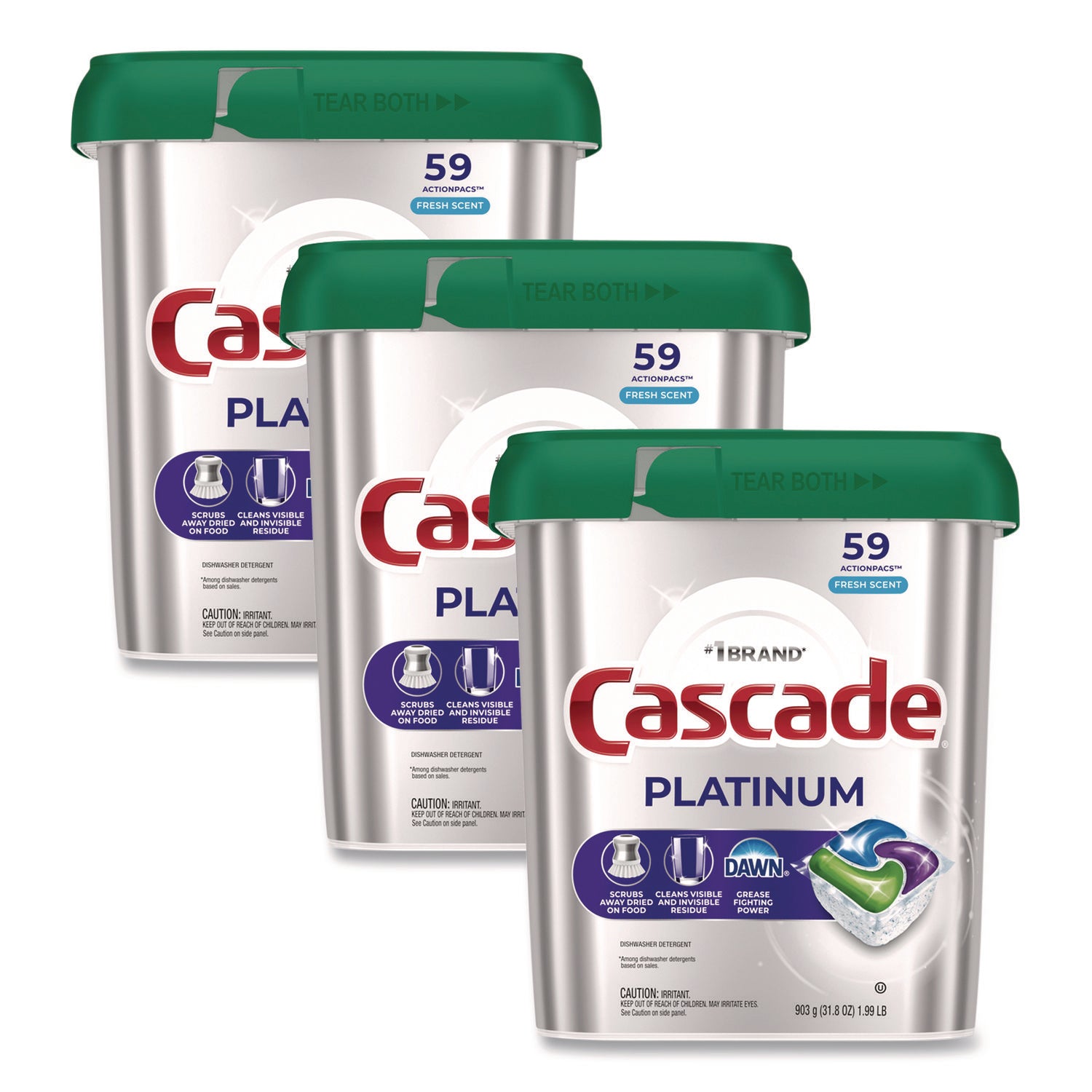 Cascade ActionPacs, Fresh Scent, 31.8 oz, 59 Pacs/Tub, 3 Tubs/Carton ...