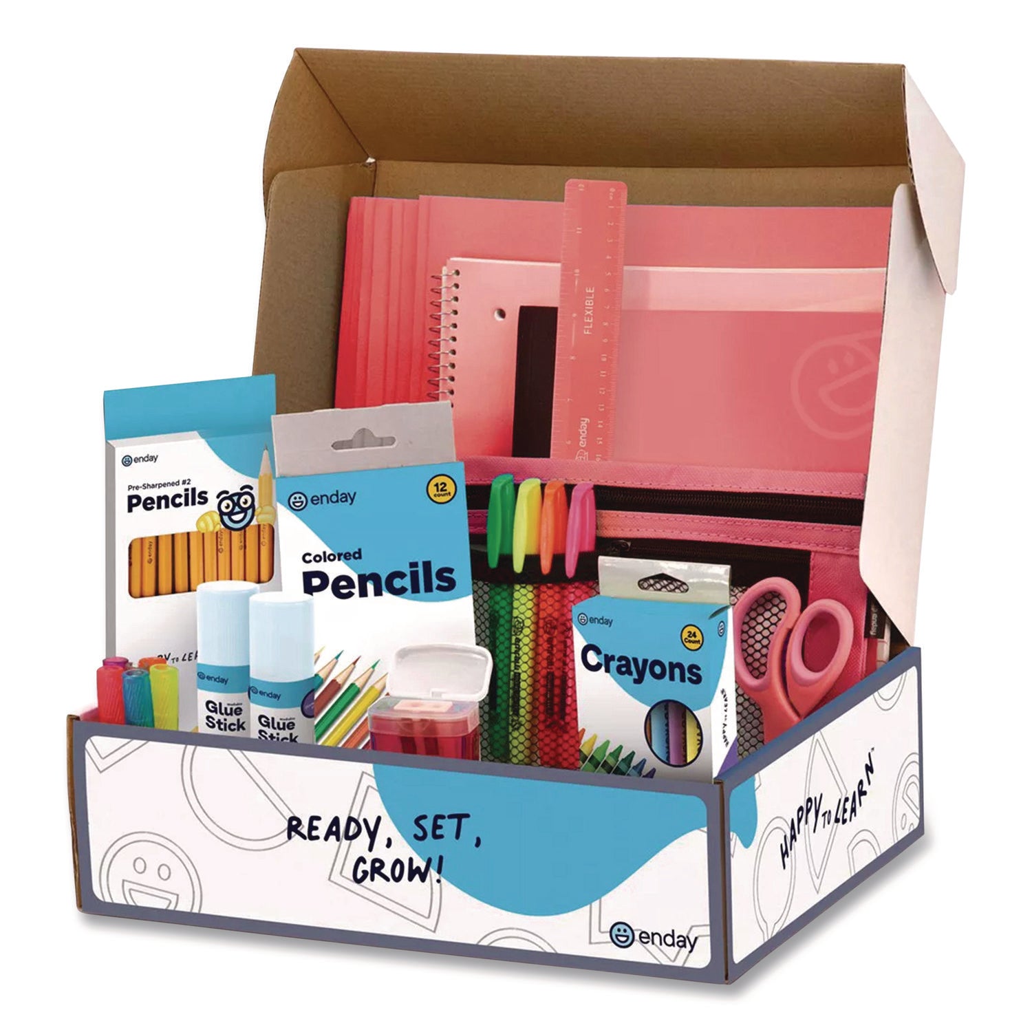 enday Back to School Supplies Kit for Grades K-5, Red (EDY1319) 1 Kit ...
