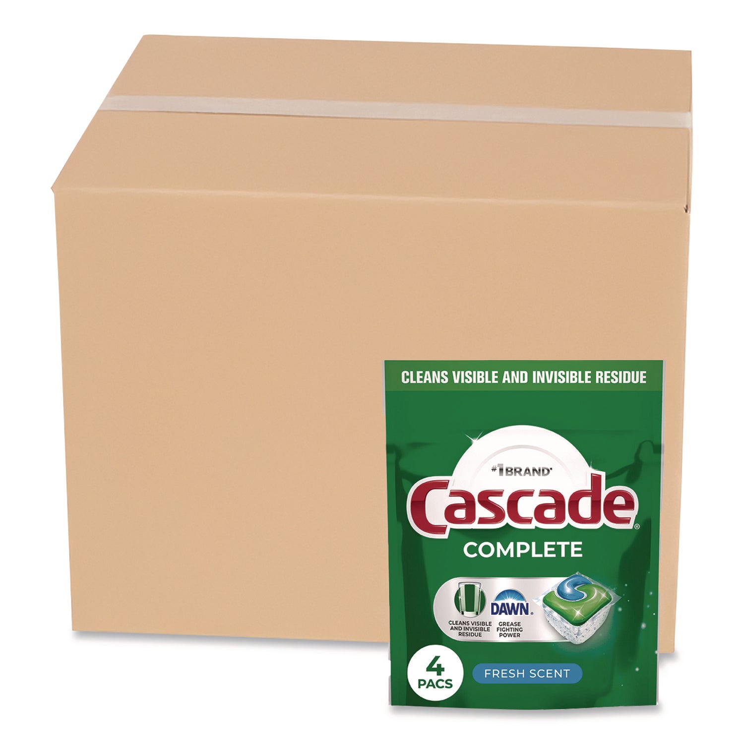 Cascade® Complete Action Pacs, Fresh Scent, 4 Pods/Pack, 30 Packs/Cart ...