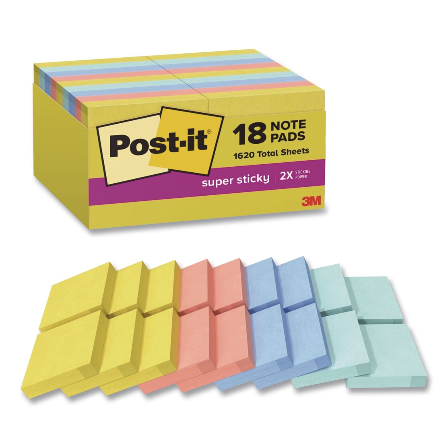 Post-it® Notes Super Sticky Note Pads in Summer Joy Collection Colors ...