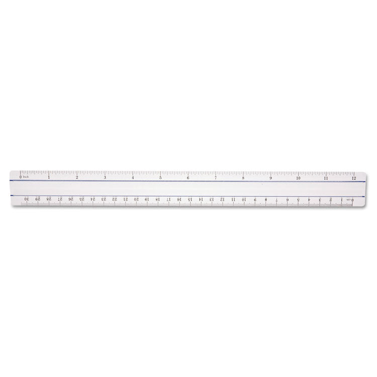 Westcott® ACM15571 12" Magnifying Ruler, Standard/Metric, Plastic ...