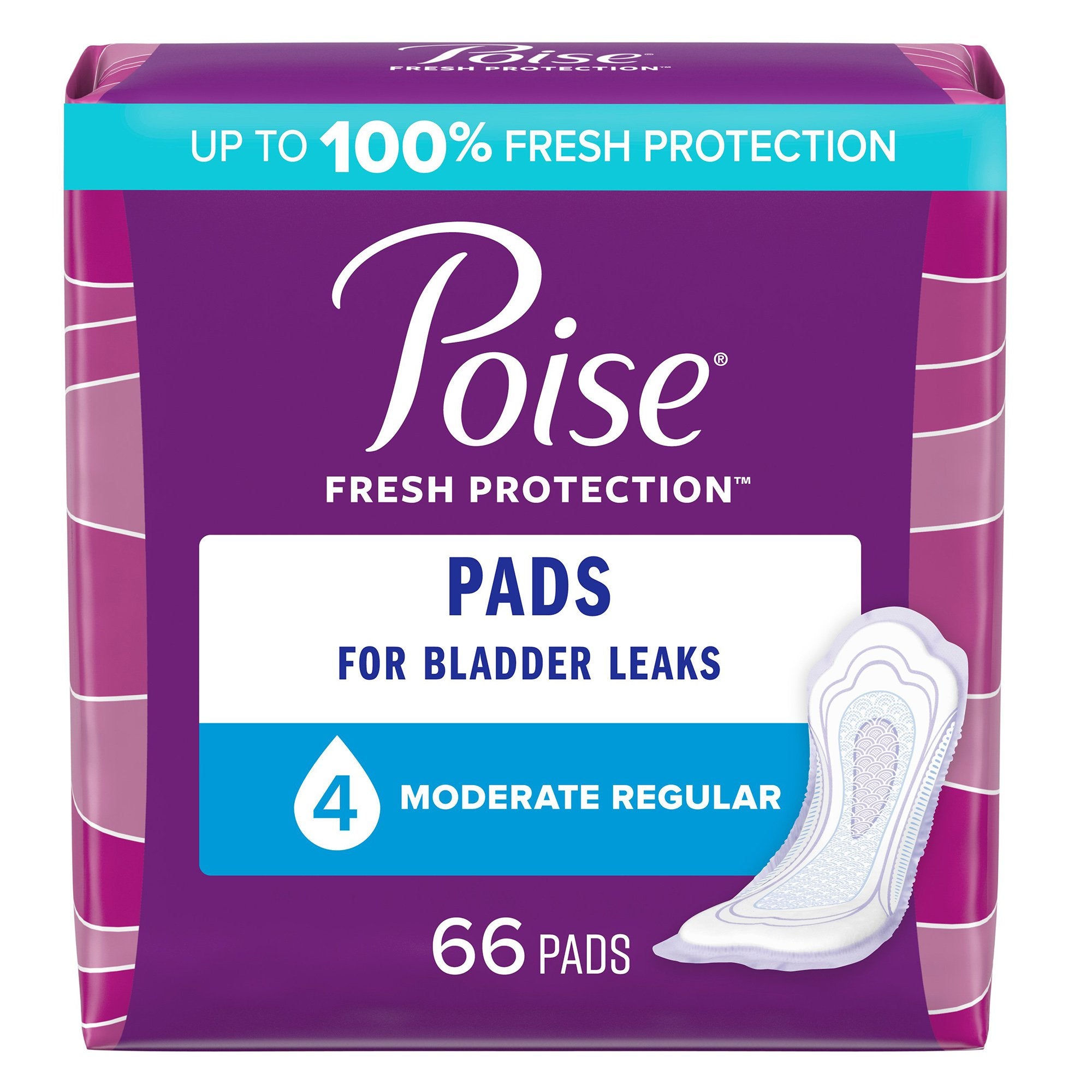 Poise® Fresh Protection™ Bladder Control Pad 10.47 Inch Length Moderat ...