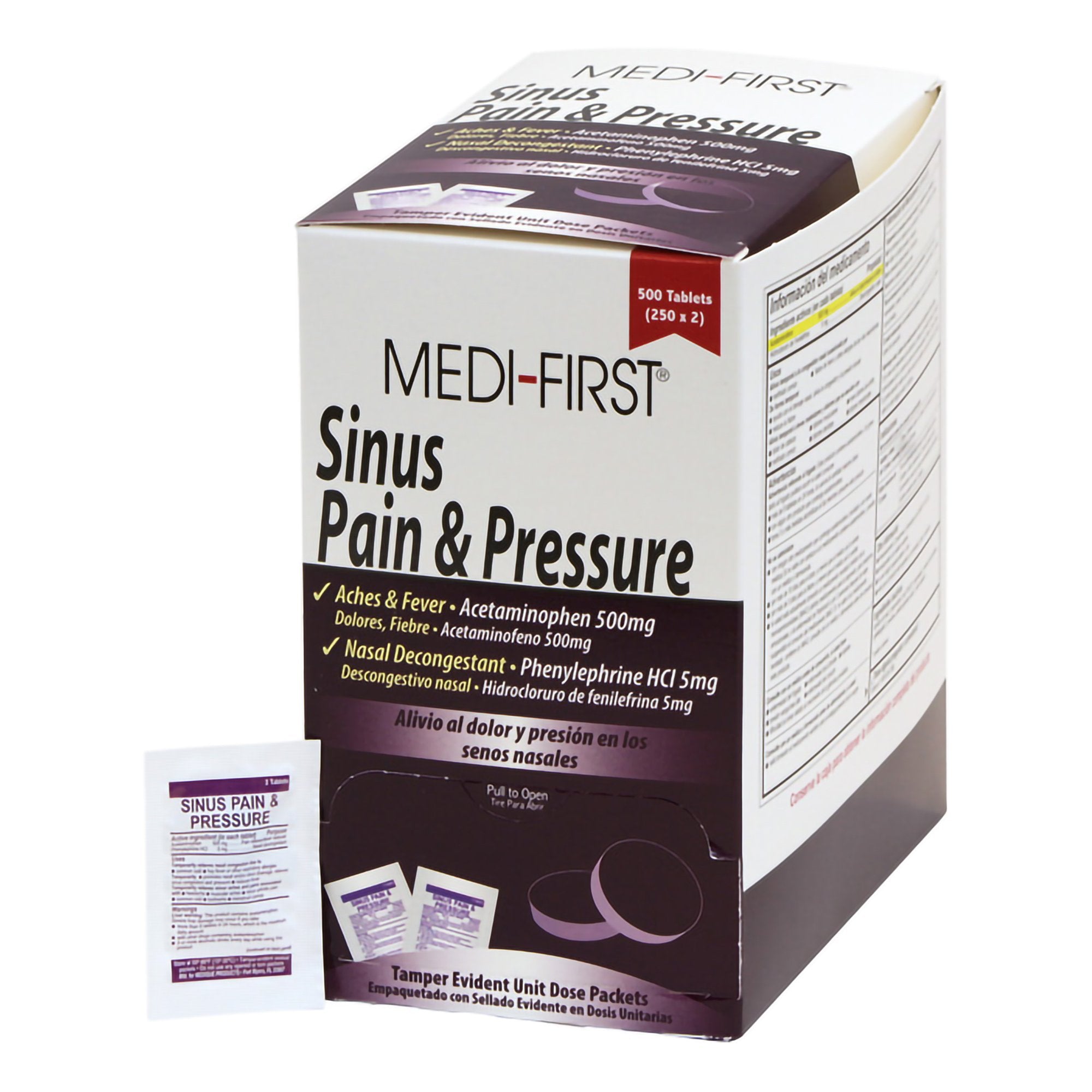 Medi-First® Sinus Relief 500 mg - 5 mg Strength Tablet 500 per Box (78 ...