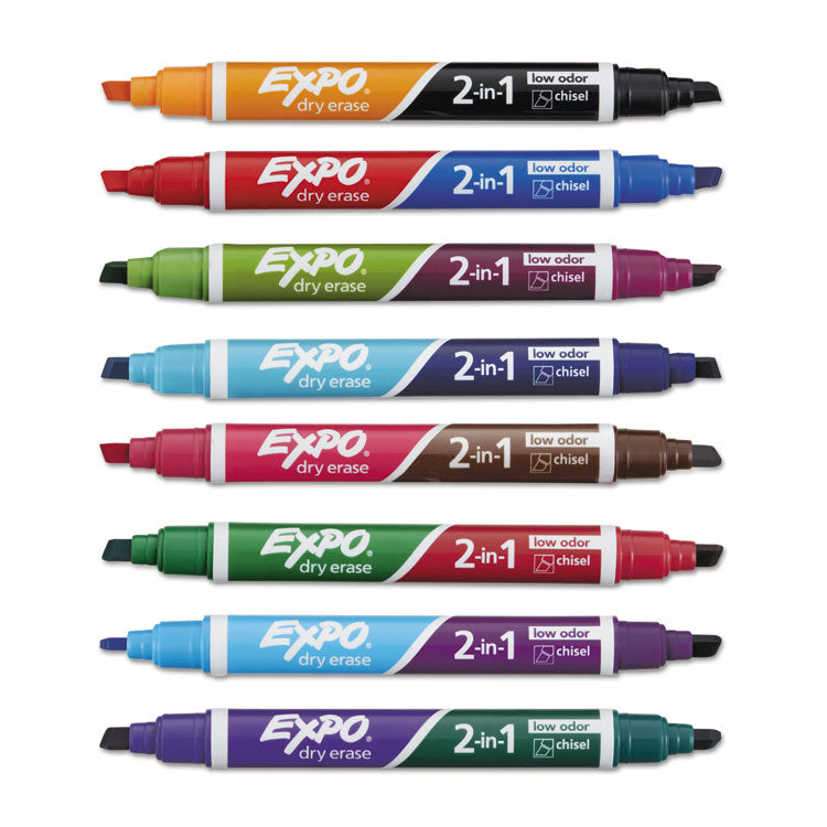 EXPO® SAN1944658 2-in-1 Dry Erase Markers, Fine/Broad Chisel Tips ...