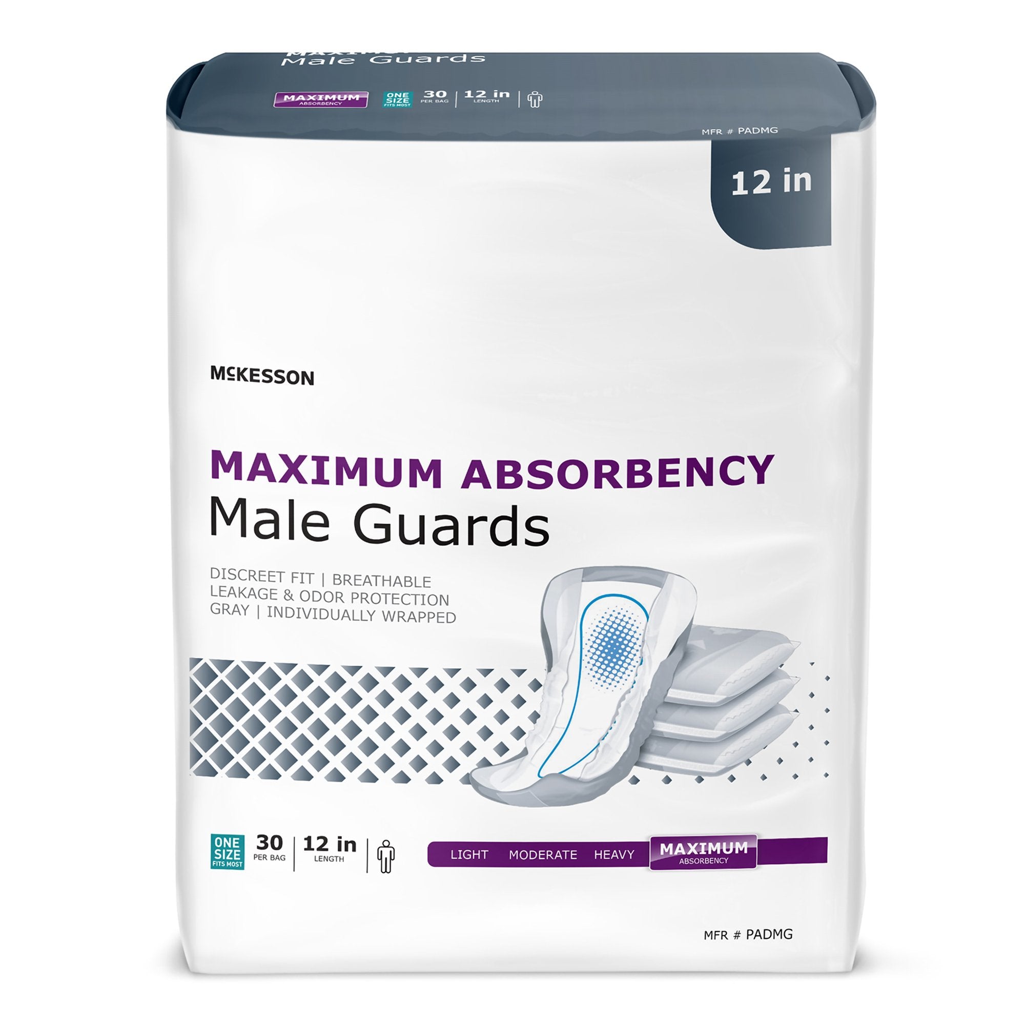 McKesson Bladder Control Pad 12 Inch Heavy Absorbency Polymer Core One ...