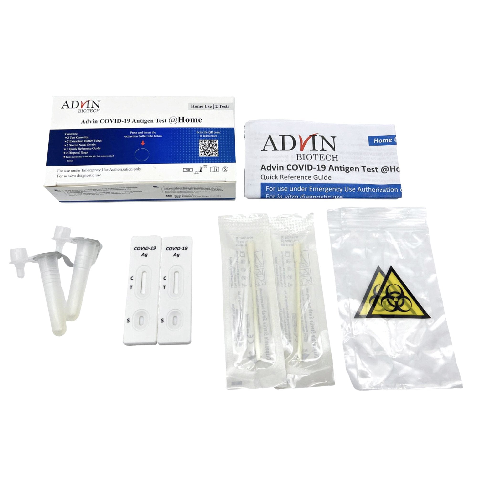 Advin Respiratory Test Kit COVID-19 Antigen Test 2 Tests per Kit (1241 ...