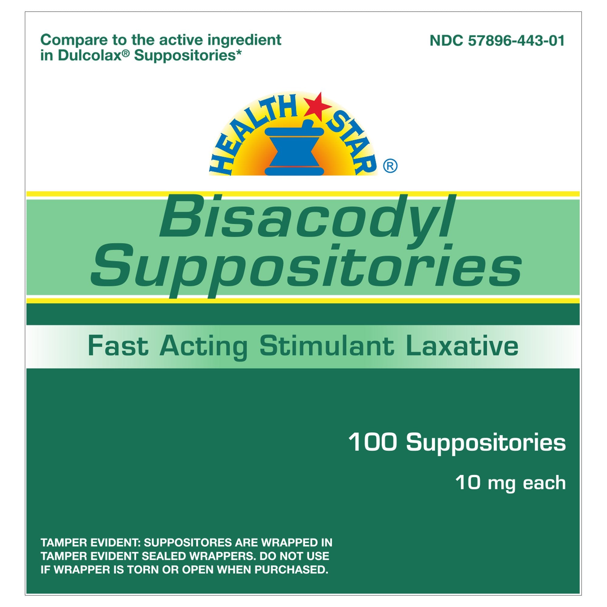 HEALTHSTAR® Laxative Suppository 100 per Box 10 mg Strength Bisacodyl ...
