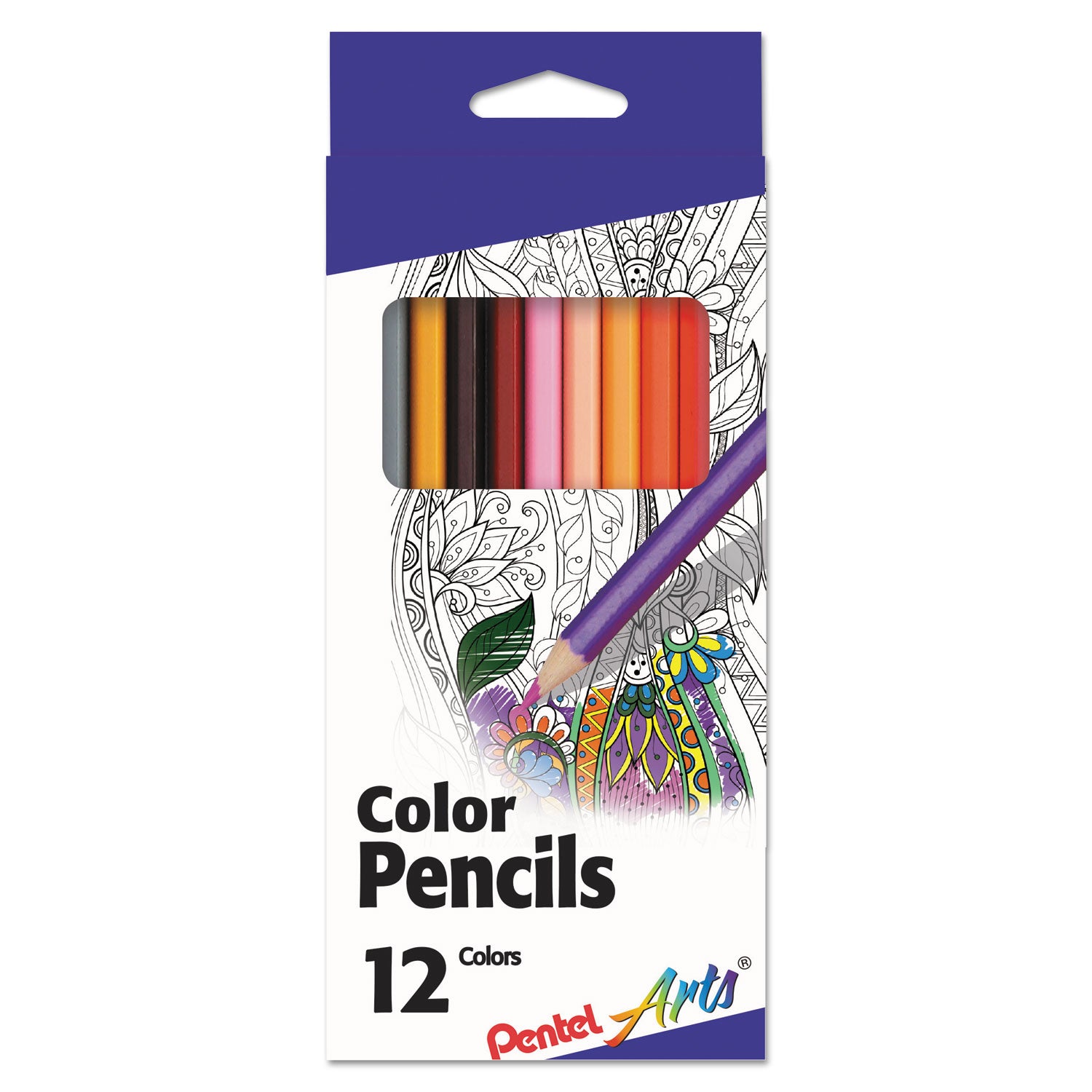 Pentel Color Pencils, Assorted Colors, 12/Set (PENCB812) Set of 12 ...
