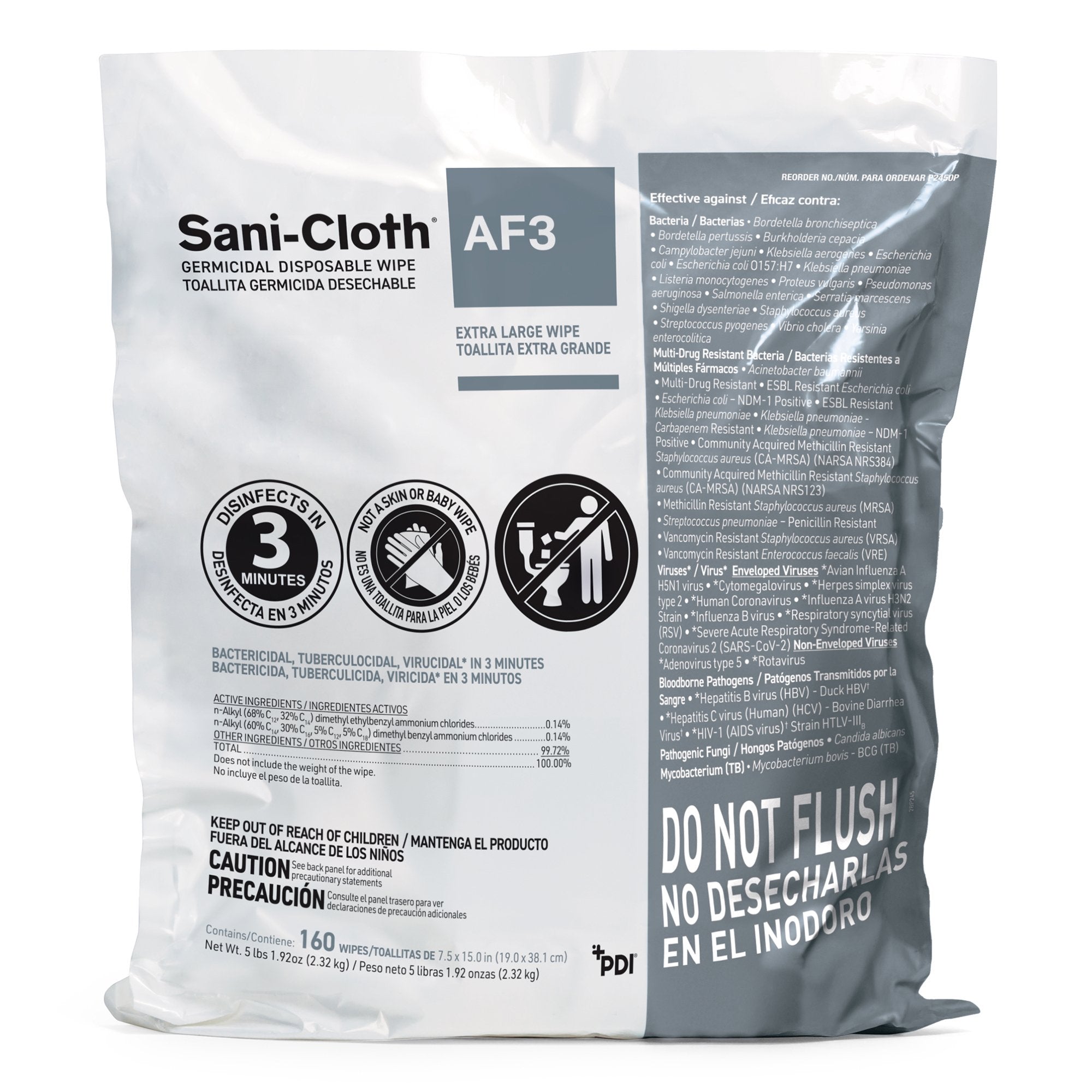 Sani-Cloth® AF3 Surface Disinfectant Cleaner Refill Premoistened Germi ...