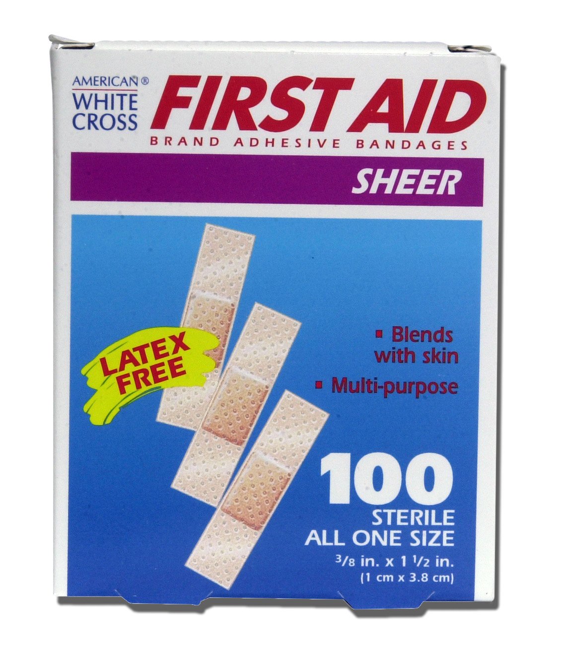 American® White Cross Adhesive Strip 3/8 X 1-1/2 Inch Plastic Rectangl ...