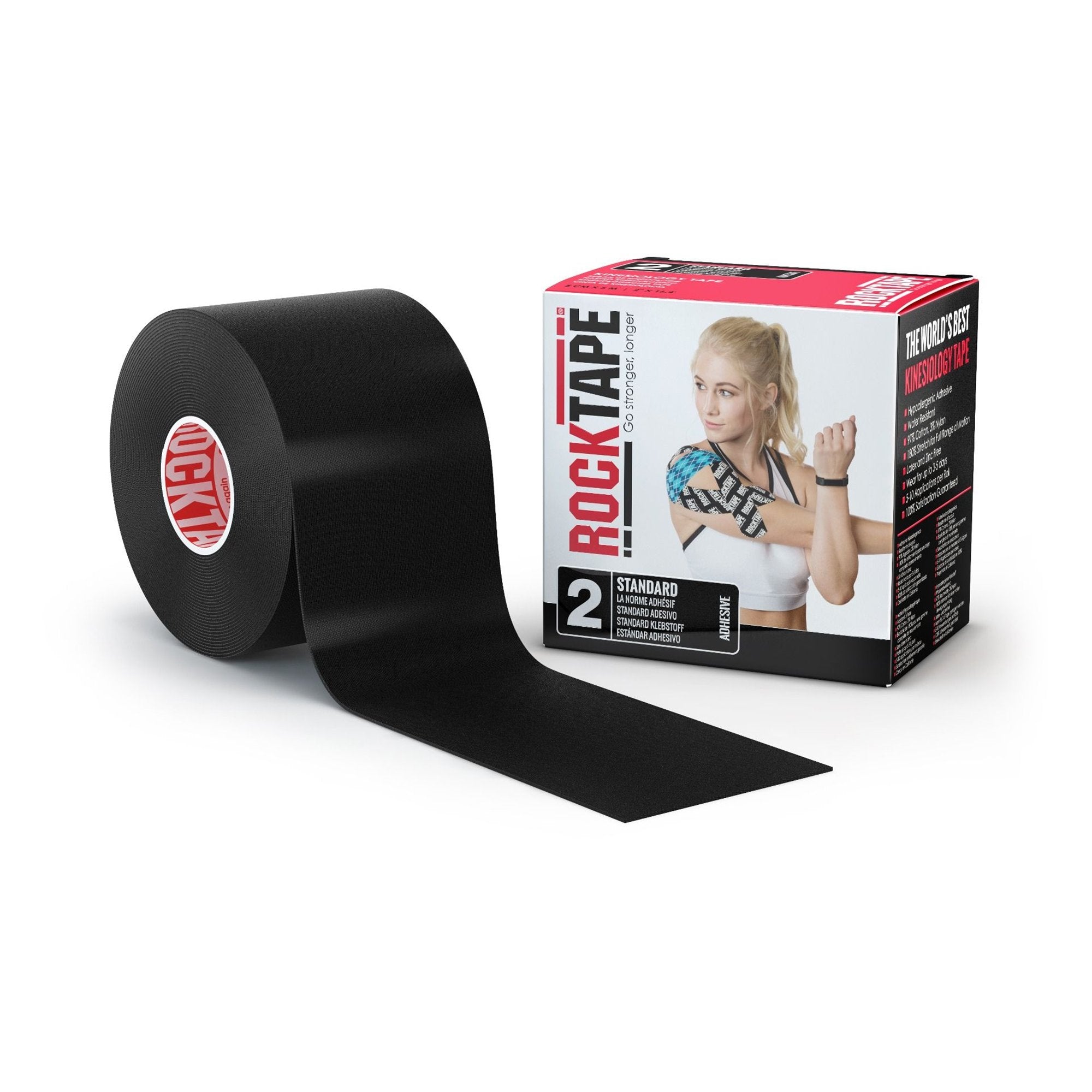Rock Tape® Kinesiology Tape Black 2 Inch X 5 Yard Cotton / Nylon NonSt ...