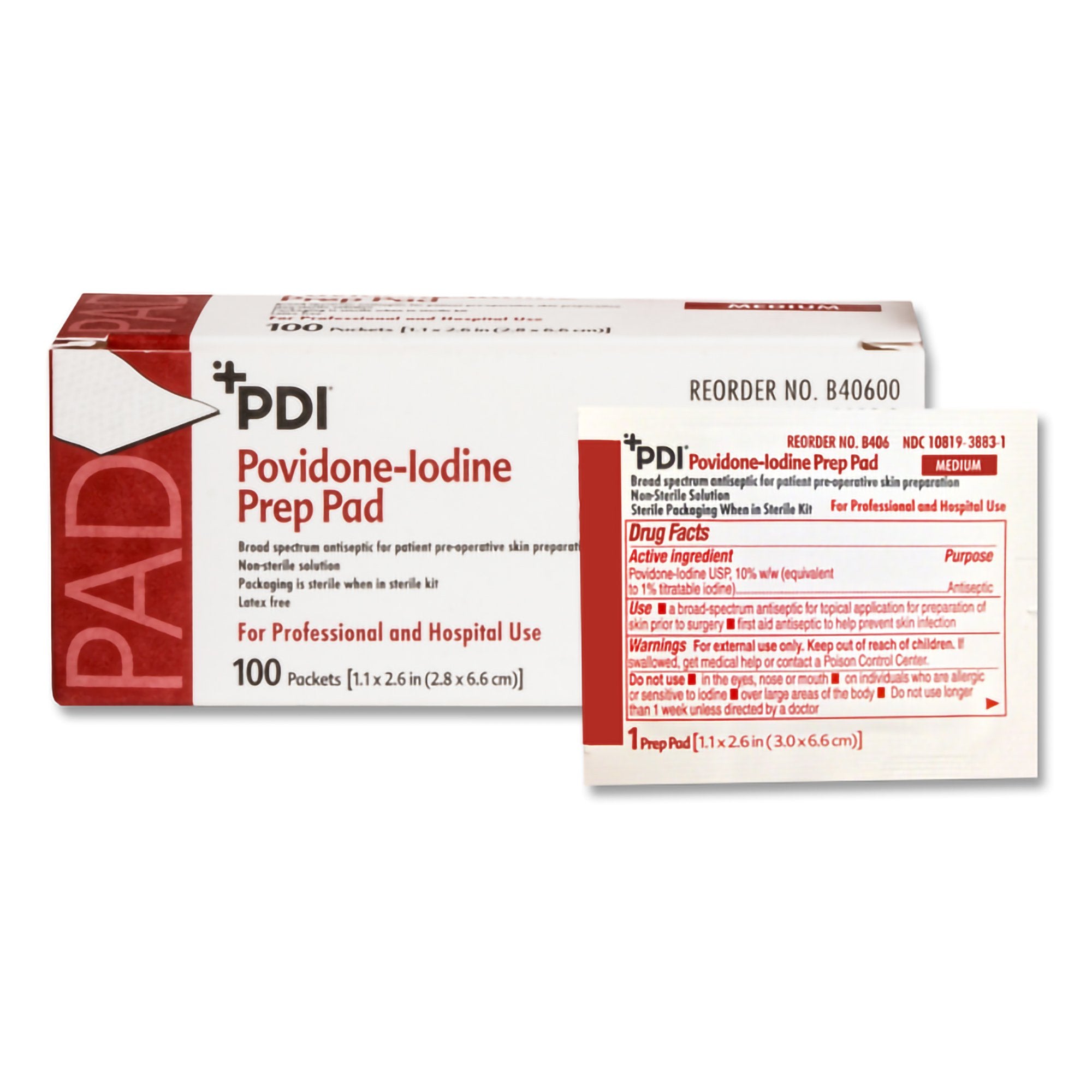PDI® PVP Prep Pad 10% Strength Povidone-Iodine Individual Packet Mediu ...