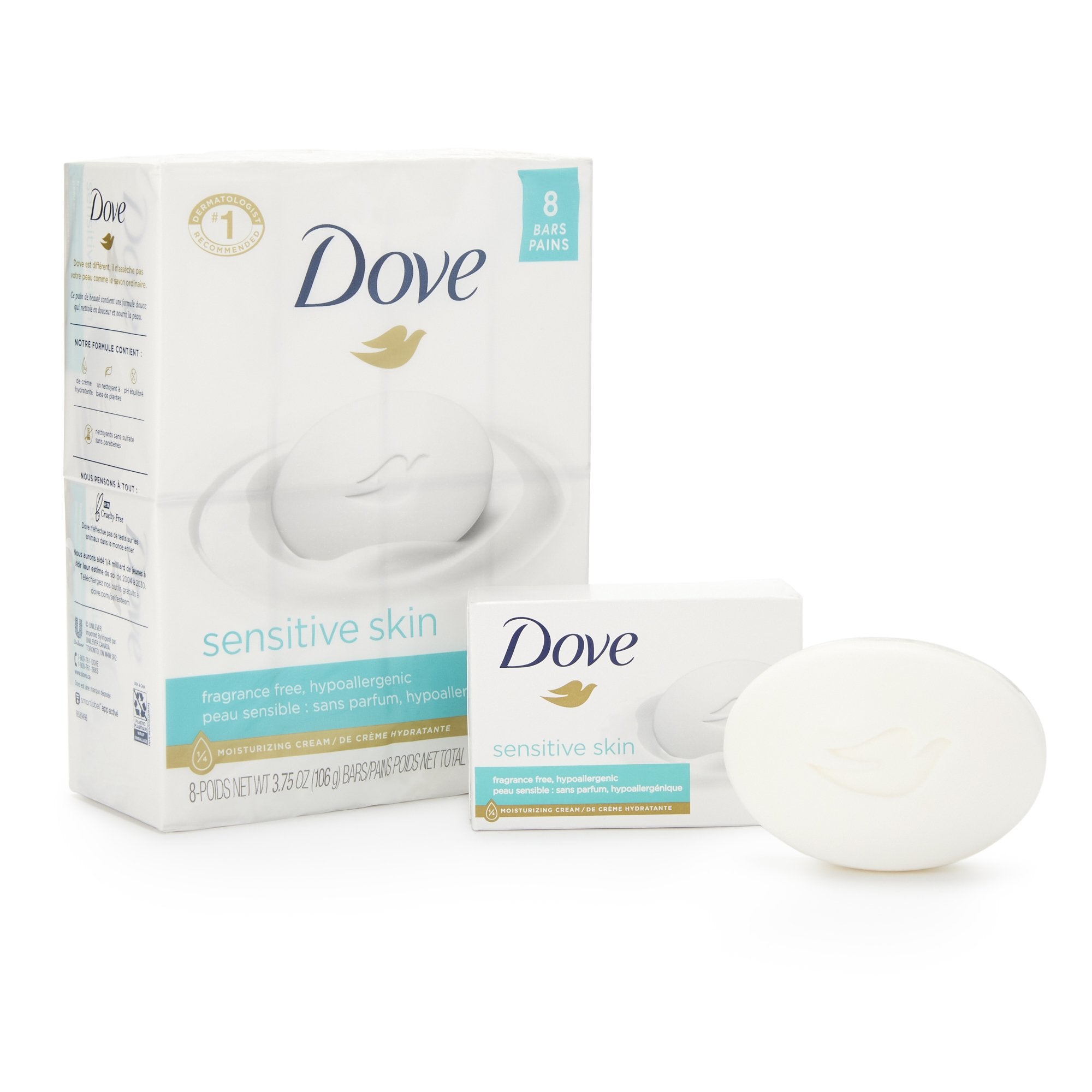 Dove® Sensitive Skin Soap Bar 4.5 oz. Individually Wrapped Unscented ...