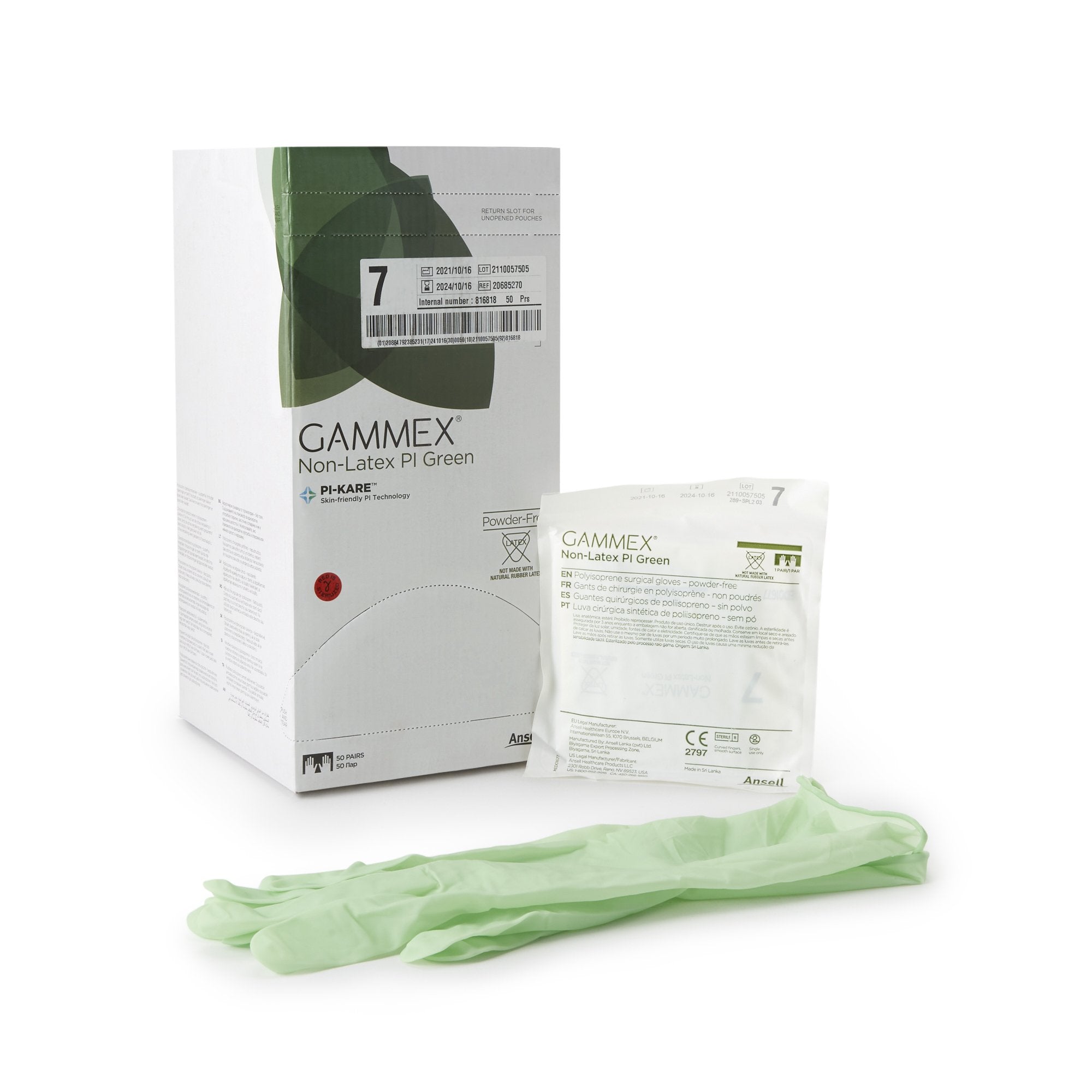 GAMMEX® Non-Latex PI Green Surgical Glove Size 7 Sterile Polyisoprene ...