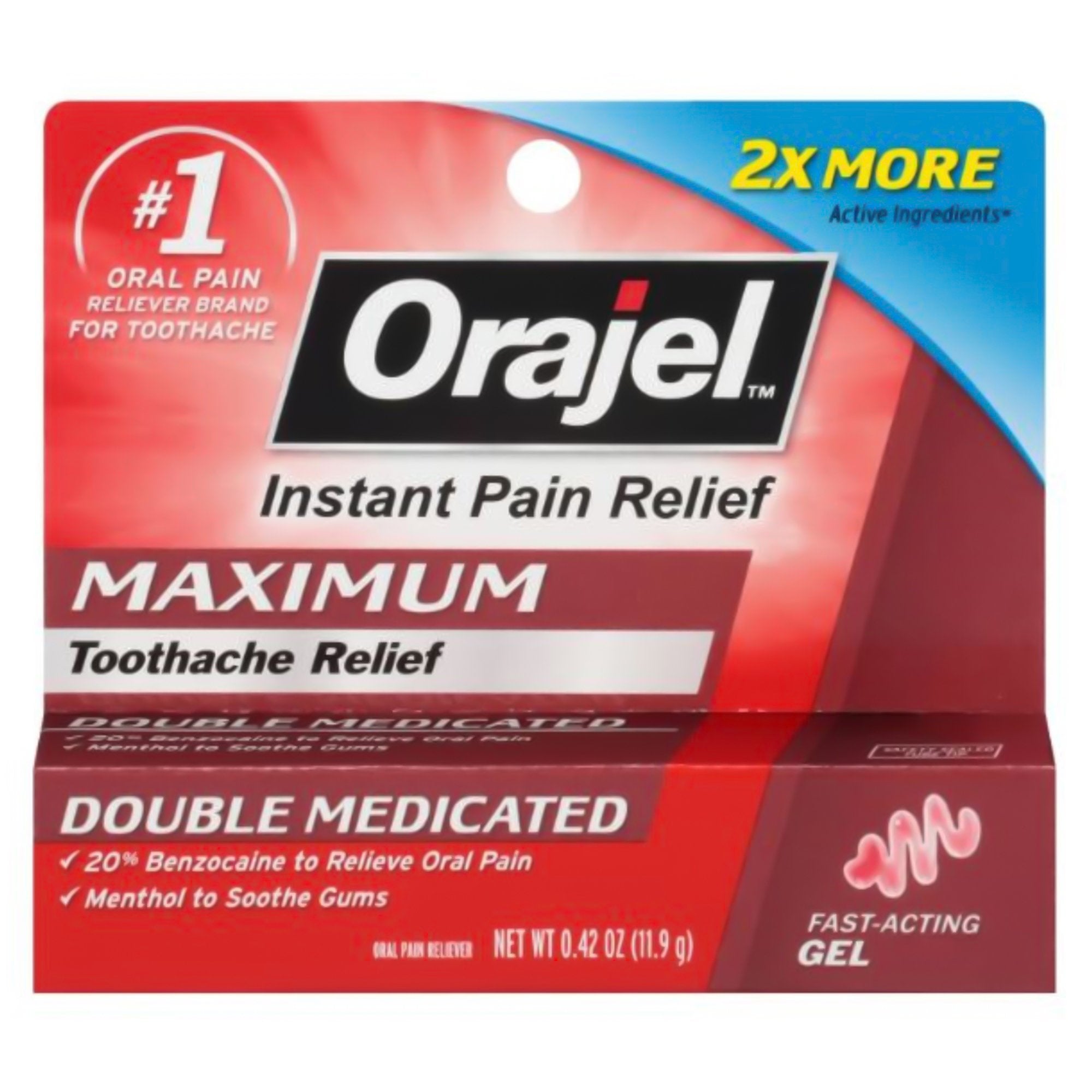 Orajel® 2X Oral Pain Relief 20% Strength Benzocaine Oral Gel 0.25 oz ...