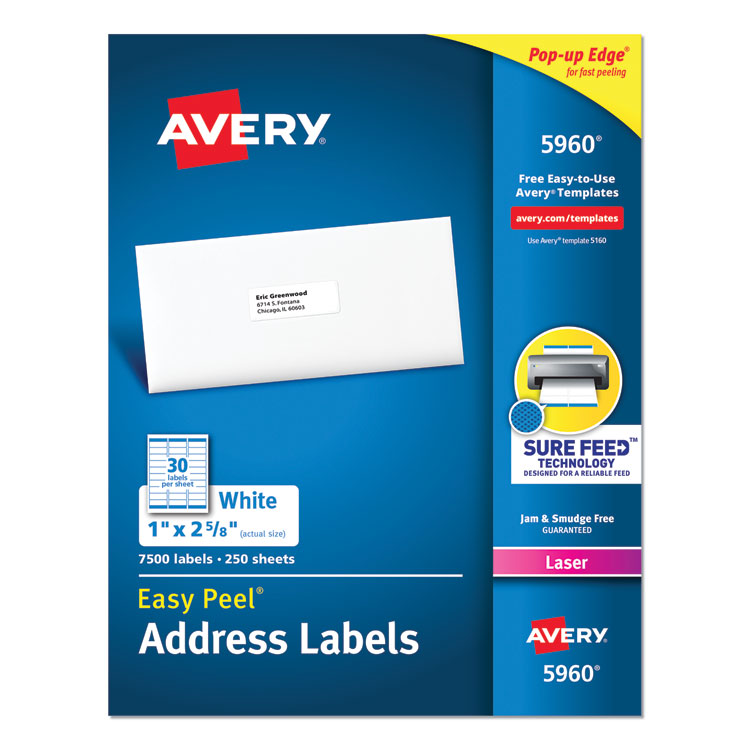 Avery® AVE5960 Easy Peel White Address Labels w/ Sure Feed Technology ...