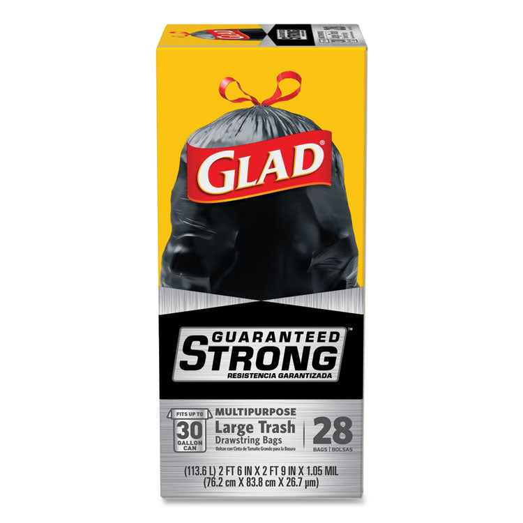 Glad® CLO78966BX Drawstring Large Trash Bags, 30 gal, 1.05 mil, 30" x ...