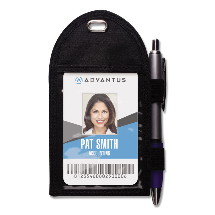 Advantus AVT75648 Badge Holder with Pen Loop, Vertical, Black 3.25" x 6 ...