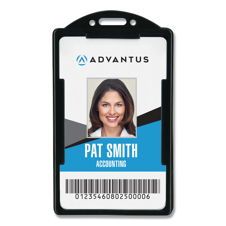 Advantus AVT75657 ID Card Holders, Vertical, Black 2.38" x 3.68" Holder ...