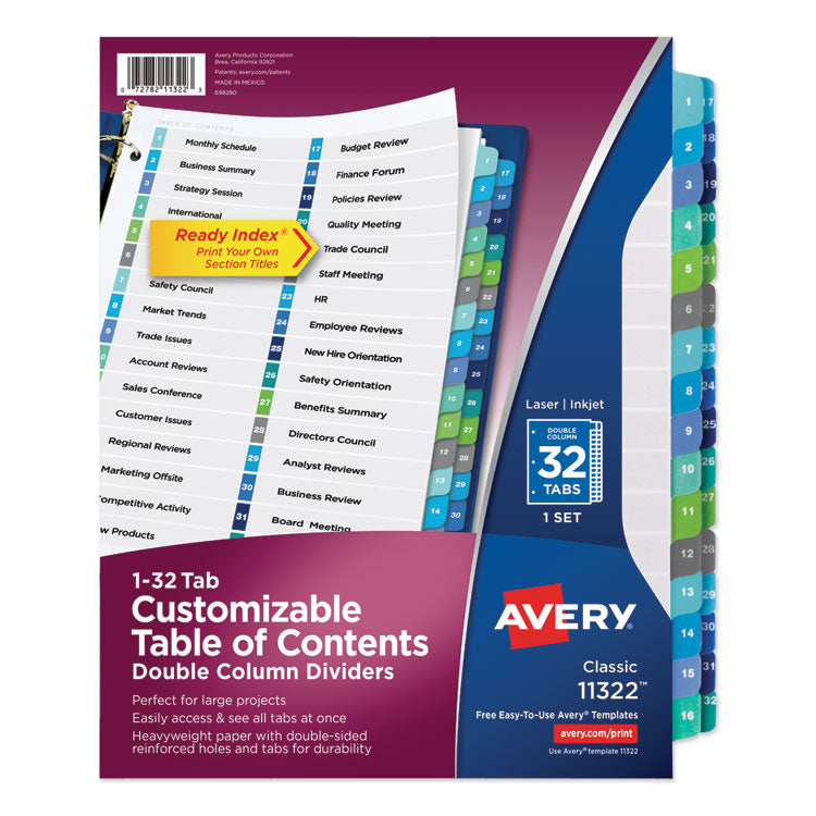 Avery® AVE11322 Customizable TOC Ready Index Double Column Multicolor ...