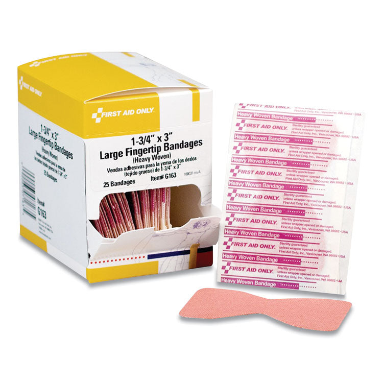 First Aid Only™ FAOG163 Heavy Woven Adhesive Bandages, Fingertip, 1.75 ...