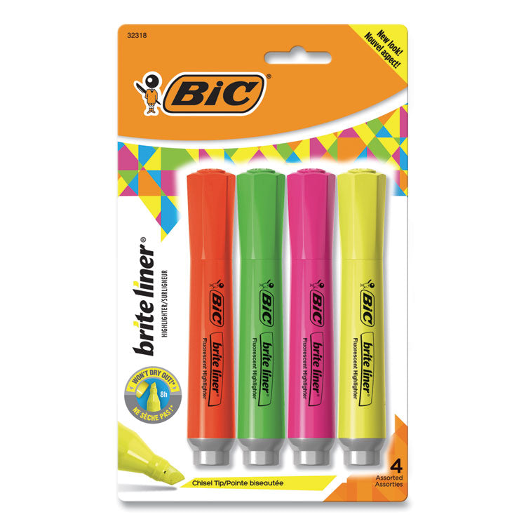 BIC® BICBLMGP41ASST Brite Liner Tank-Style Highlighter, Assorted Ink ...