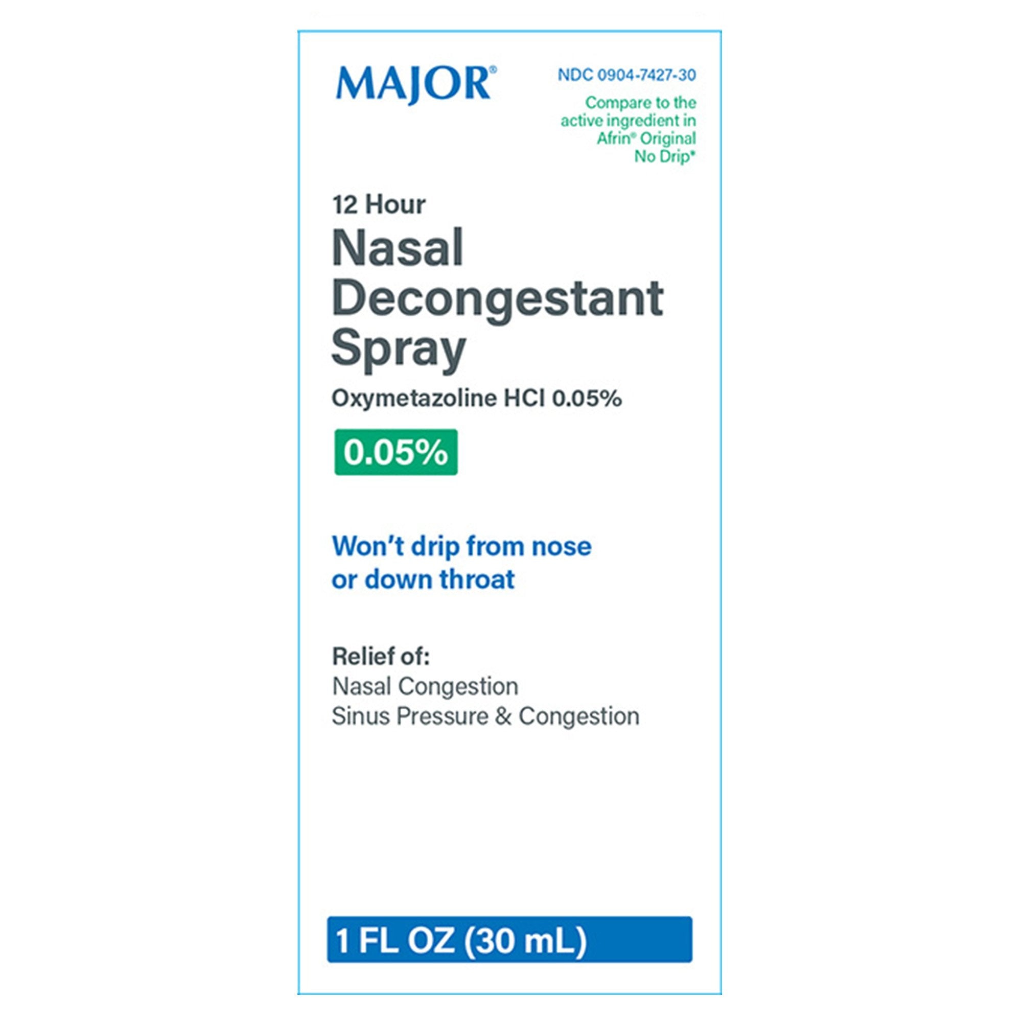 Major Pharmaceuticals Sinus Relief 0.05% Strength Nasal Spray 30 mL (1 ...