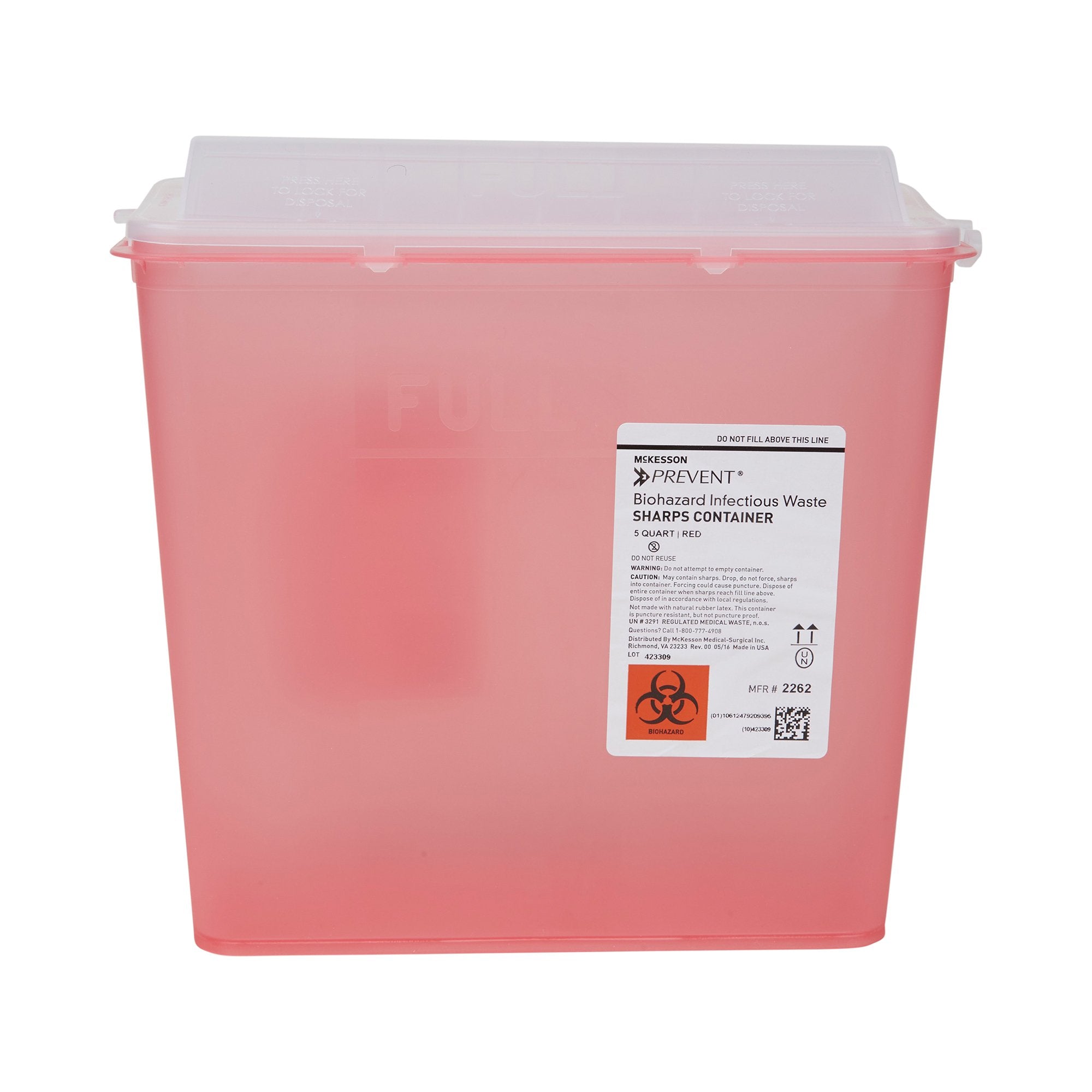 McKesson Prevent® Sharps Container Translucent Red Base 10-3/4 H X 10 ...