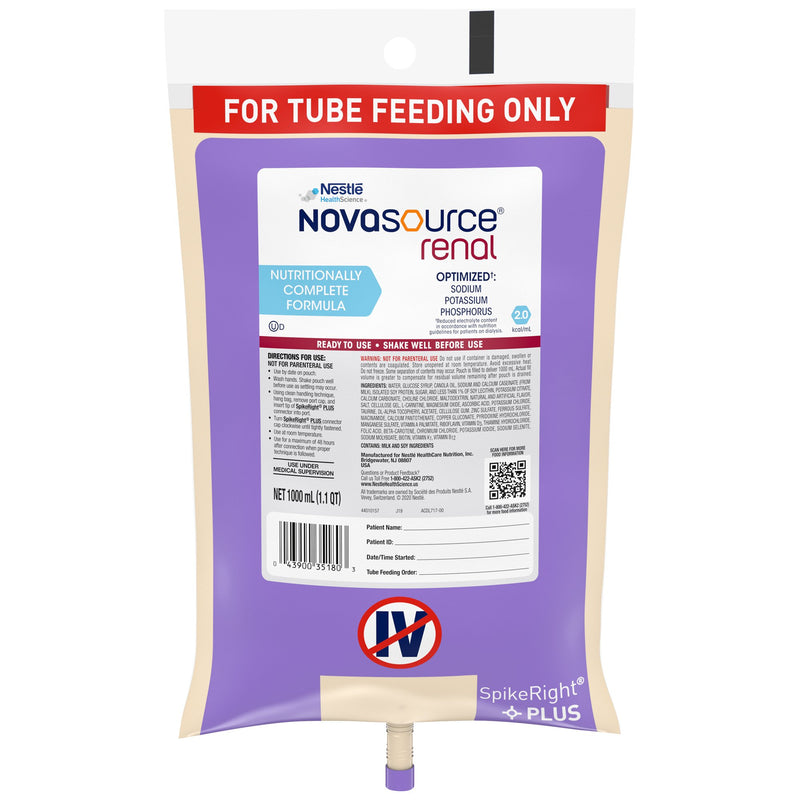 Novasource® Renal Tube Feeding Formula Unflavored Liquid 1000 mL Ready ...