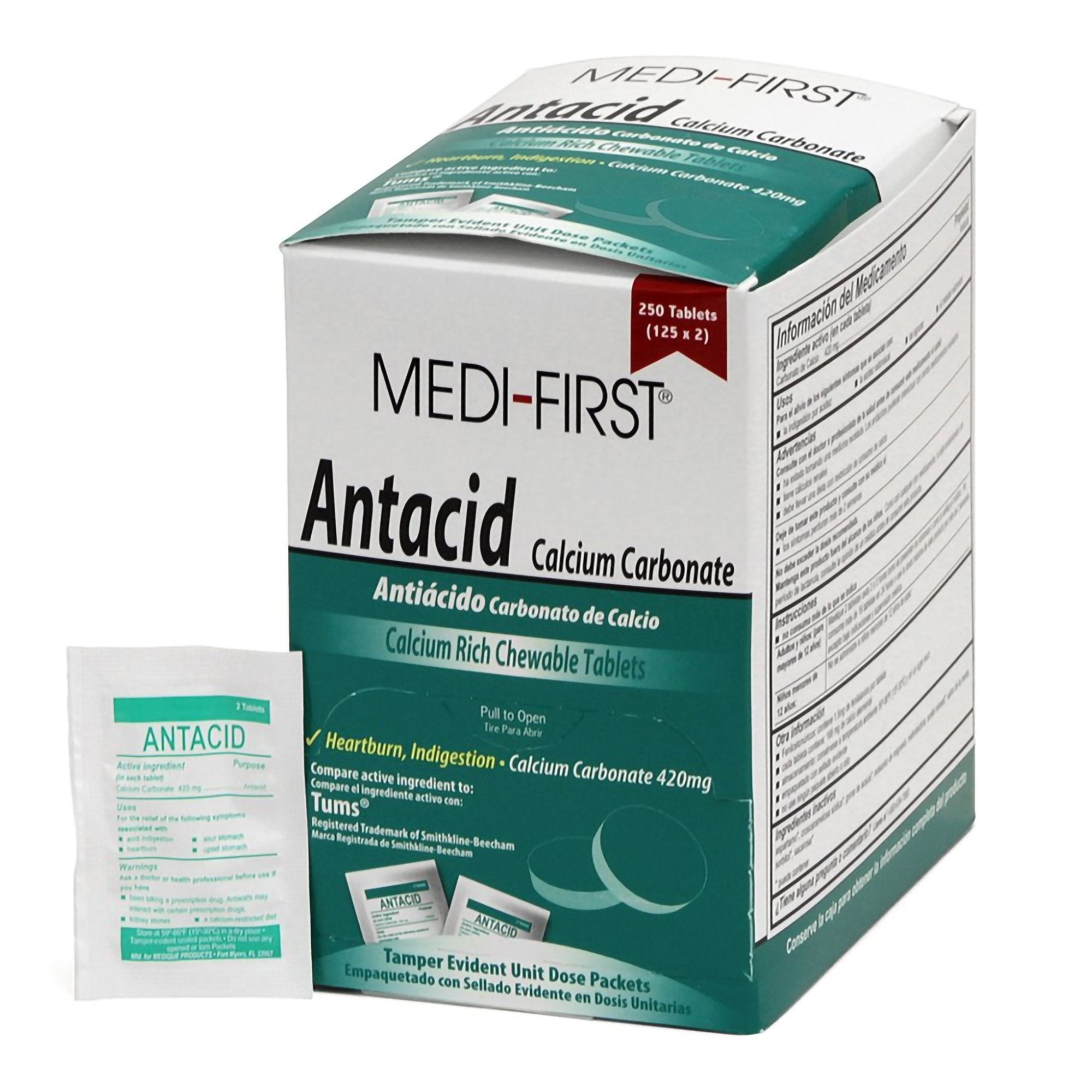 Medi-First® Antacid 420 mg Strength Tablet 2 per Pack (737887_BX) 125 ...