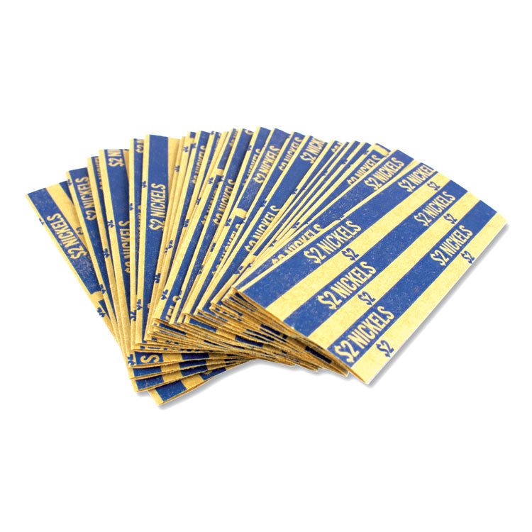 CONTROLTEK® CNK560043 Flat Tubular Coin Wrap, Nickels, $2.00, Blue ...