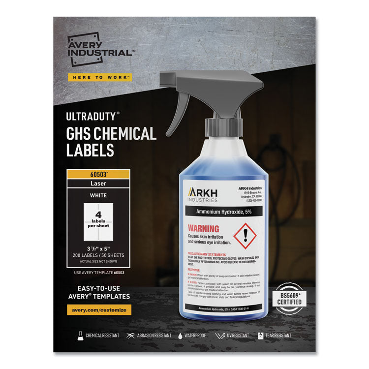 Avery® AVE60503 UltraDuty GHS Chemical Waterproof and UV Resistant ...
