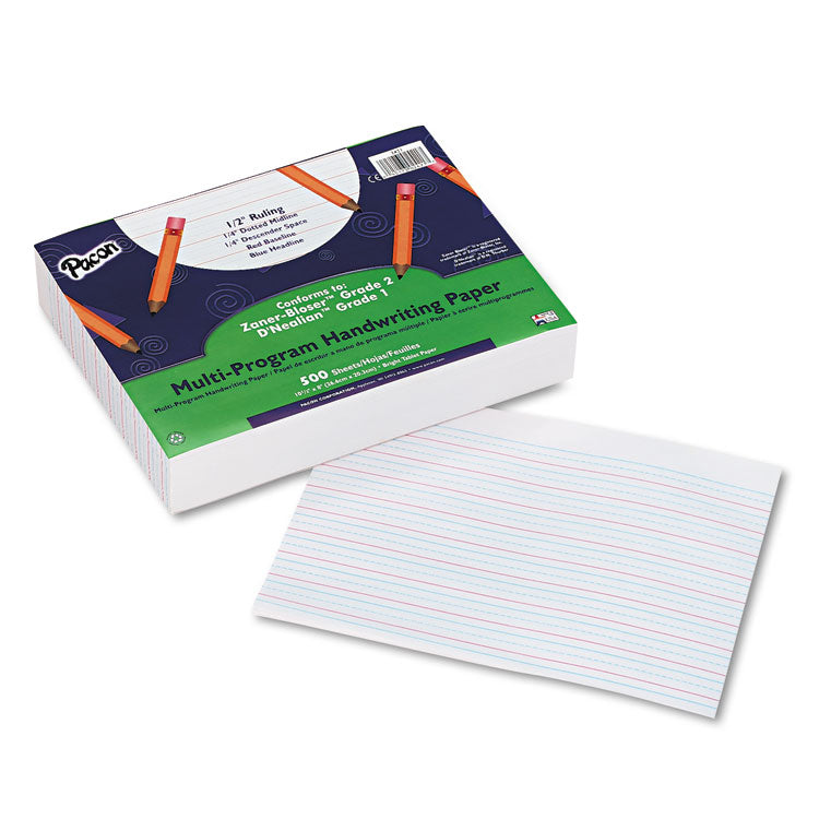 Pacon® PAC2421 Multi-Program Handwriting Paper, 16 lb, 1/2" Long Rule ...