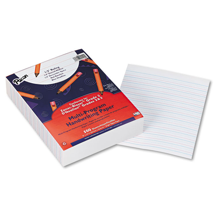 Pacon® PAC2422 Multi-Program Handwriting Paper, 16 lb, 1/2" Short Rule ...