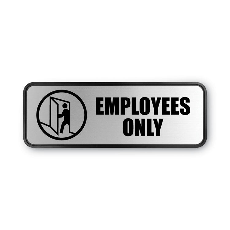 COSCO COS098206 Brushed Metal Office Sign, Employees Only, 9 x 3 ...