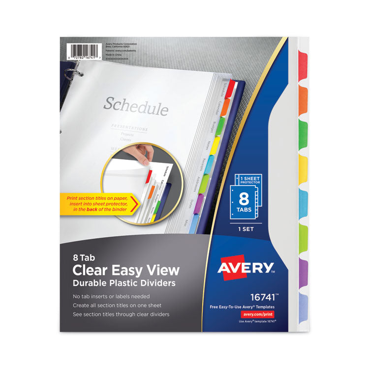 Avery® AVE16741 Clear Easy View Plastic Dividers with Multicolored Tabs ...