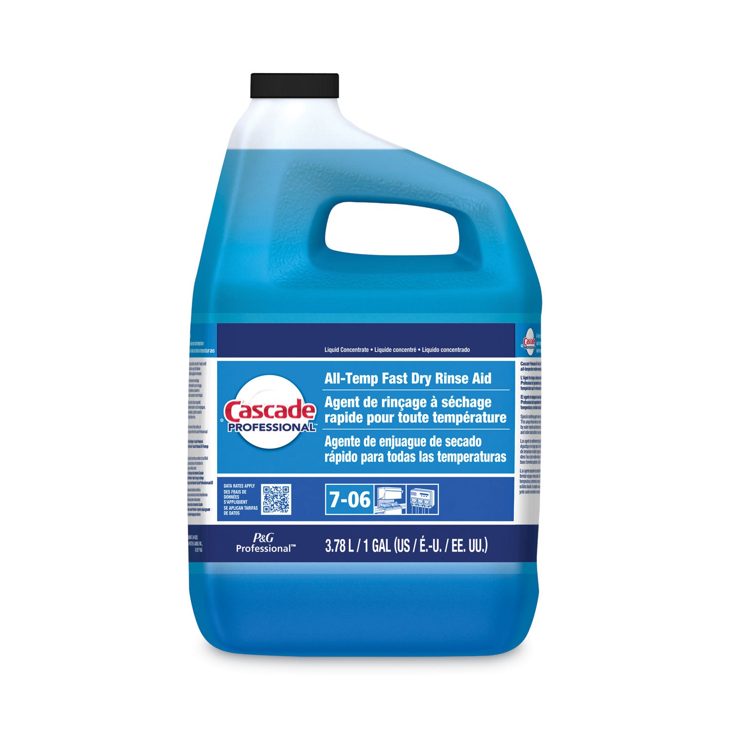 Cascade Professional Fast Dry All-Temp Rinse Aid, Unscented, 1 gal Bot ...