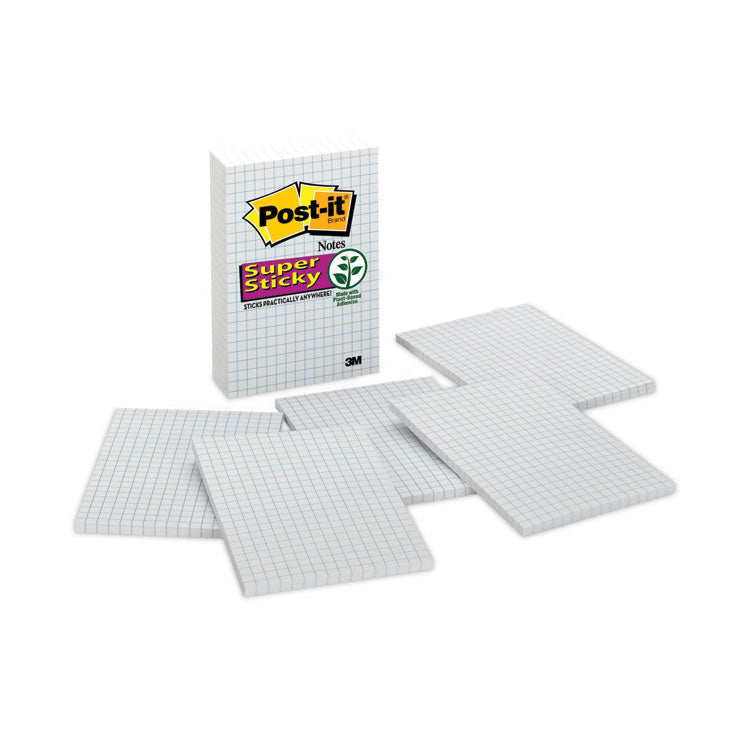 Post-it® Notes Super Sticky MMM660SSGRID Grid Notes, Quad Ruled, 4" x 6 ...