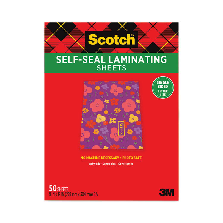 Scotch™ MMM70005182392 Self-Sealing Laminating Sheets, 6 mil, 9.06 x 11 ...