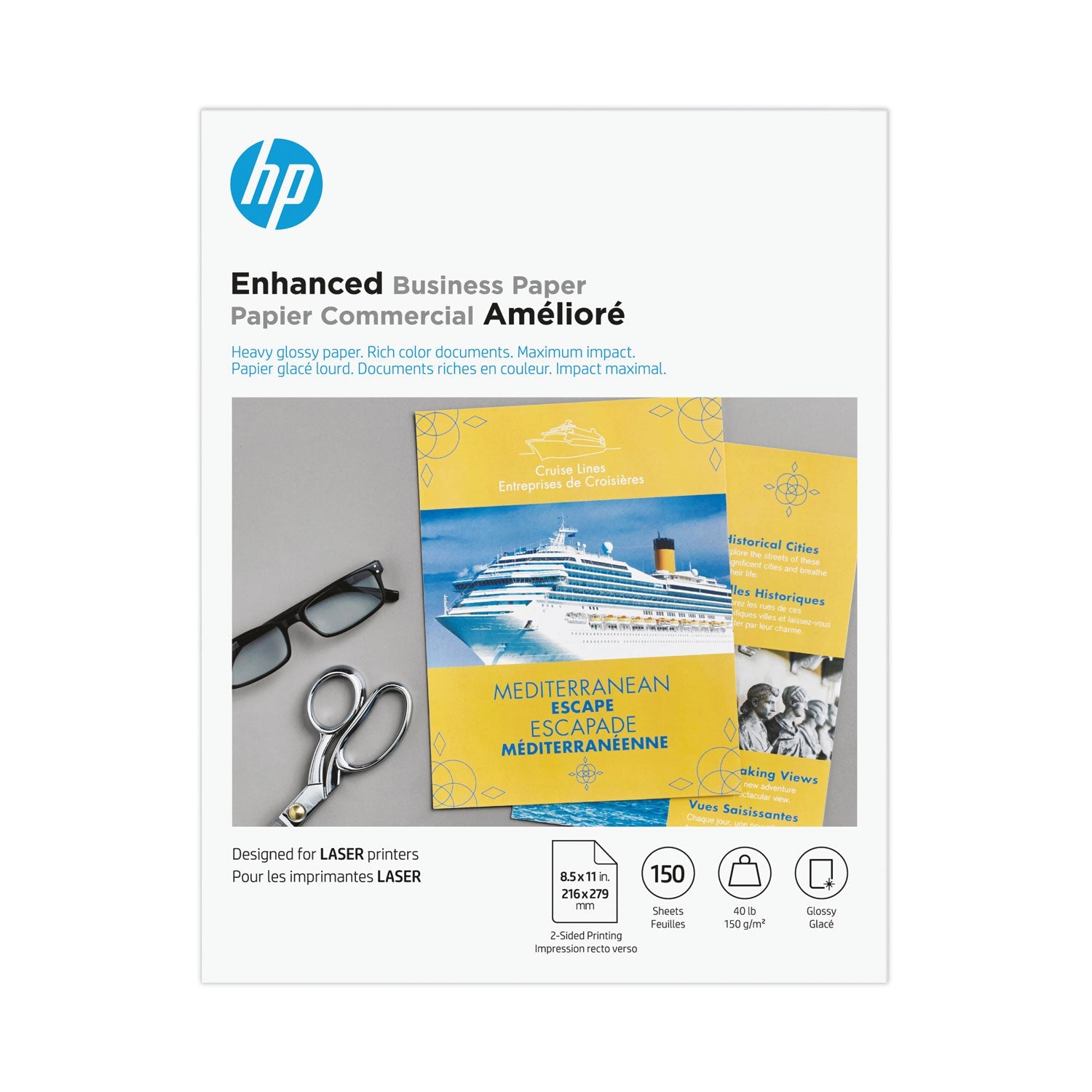HP Color Laser Glossy Brochure Paper, 97 Bright, 40 lb Bond Weight, 8 ...