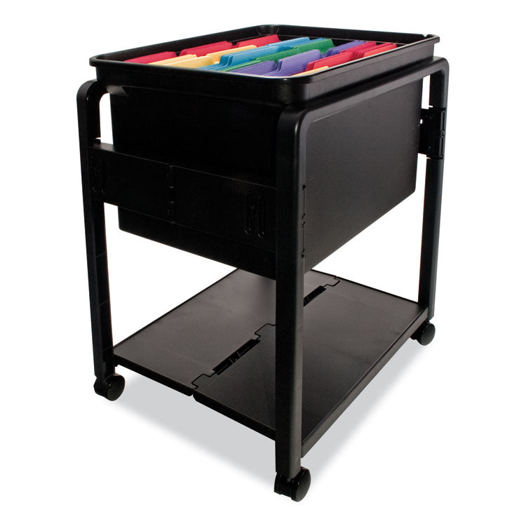 Advantus AVT55758 Folding Mobile File Cart, Plastic, 1 Shelf, 1 Bin, 14 ...