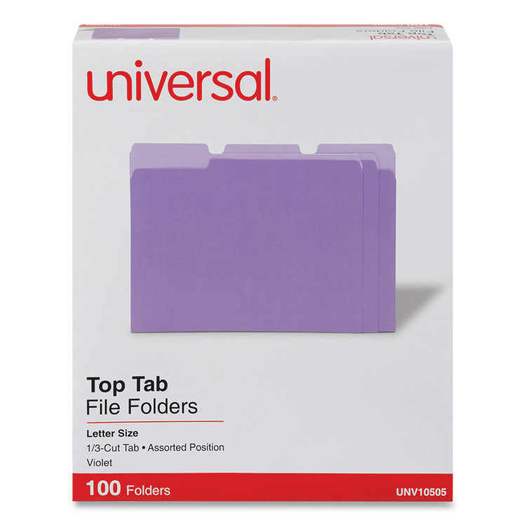 Universal® UNV10505 Deluxe Colored Top Tab File Folders, 1/3-Cut Tabs ...