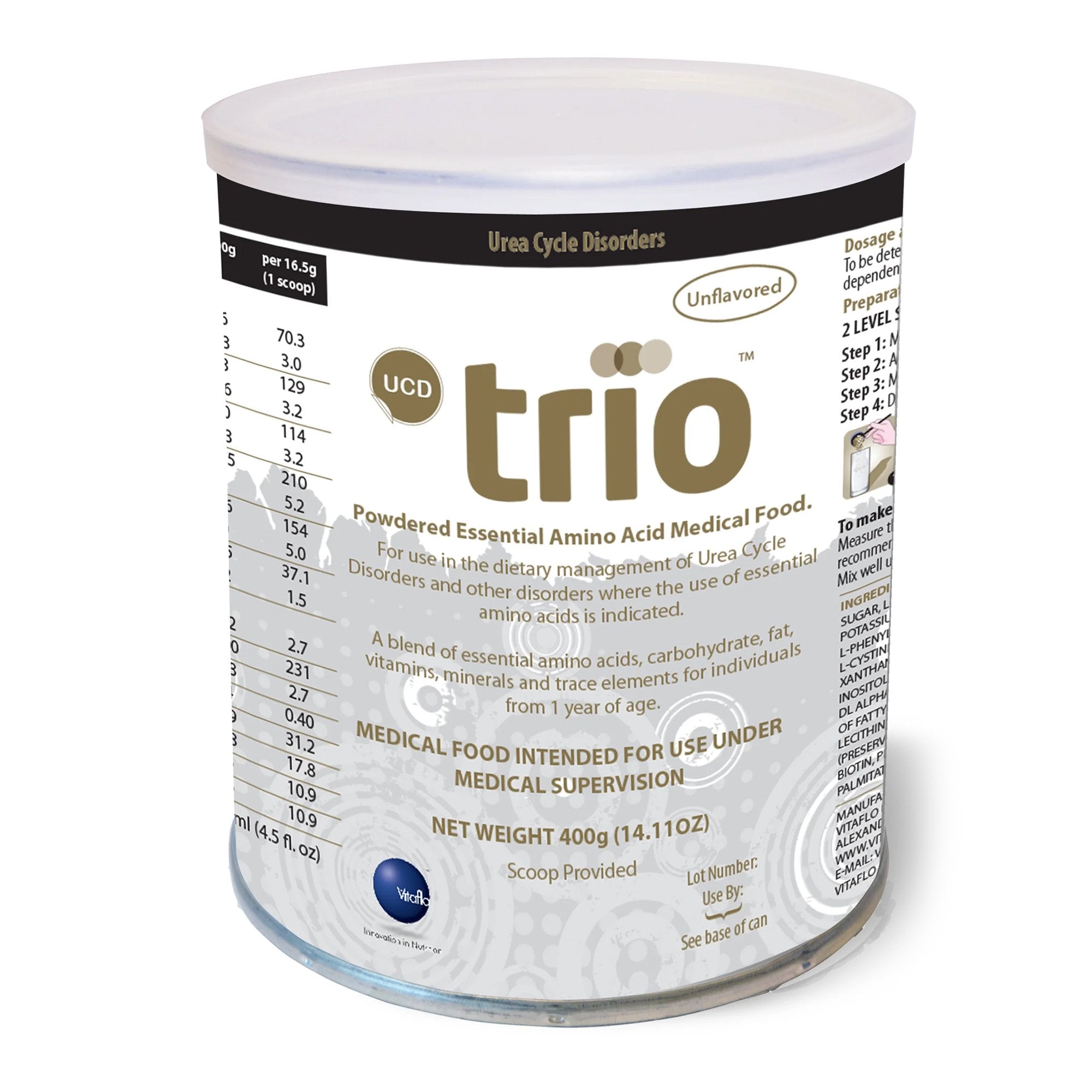 UCD trio Pediatric Oral Supplement Unflavored 400 Gram Can Powder Amin ...
