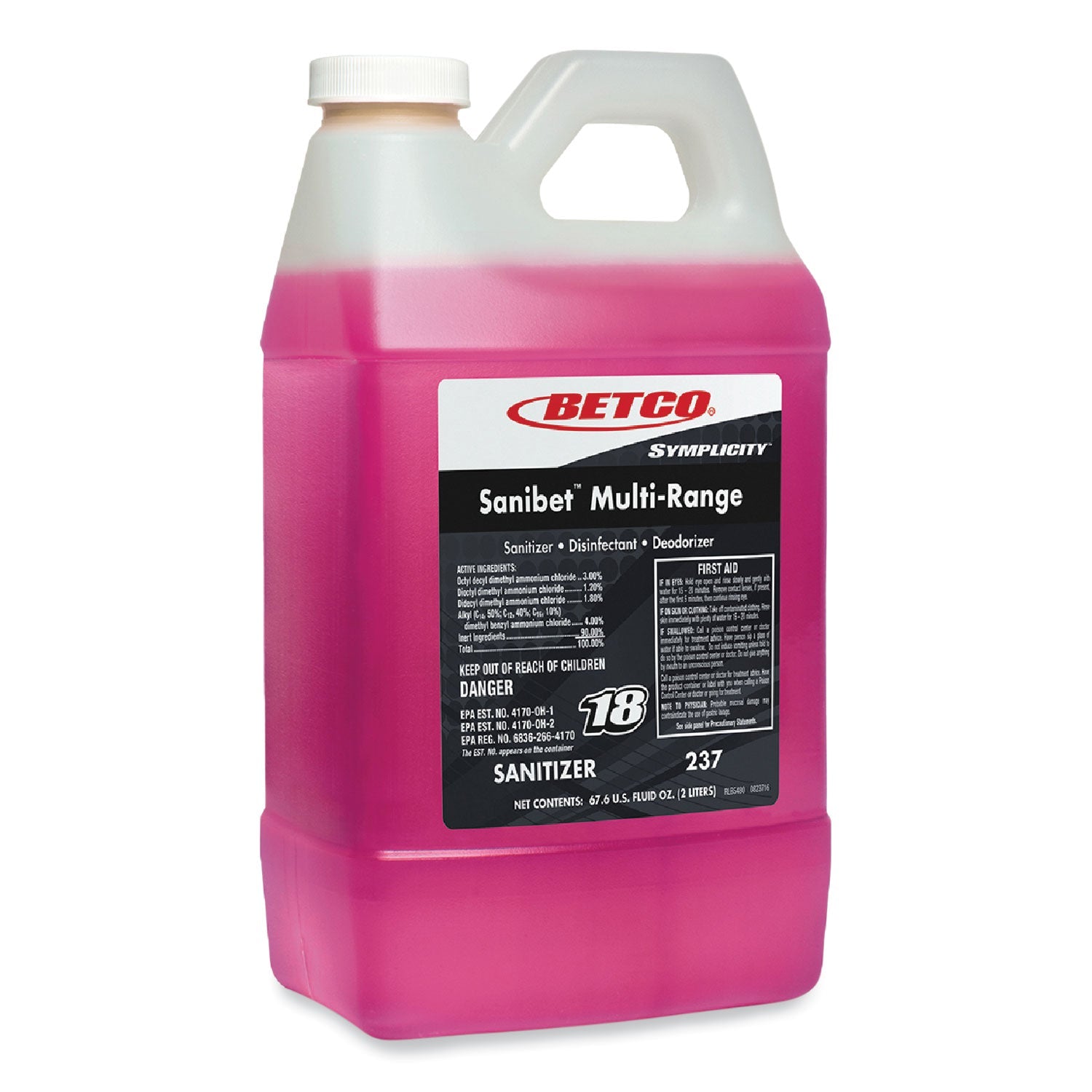 Betco® Symplicity Sanibet Multi-Range Sanitizer Disinfectant Deodorize ...