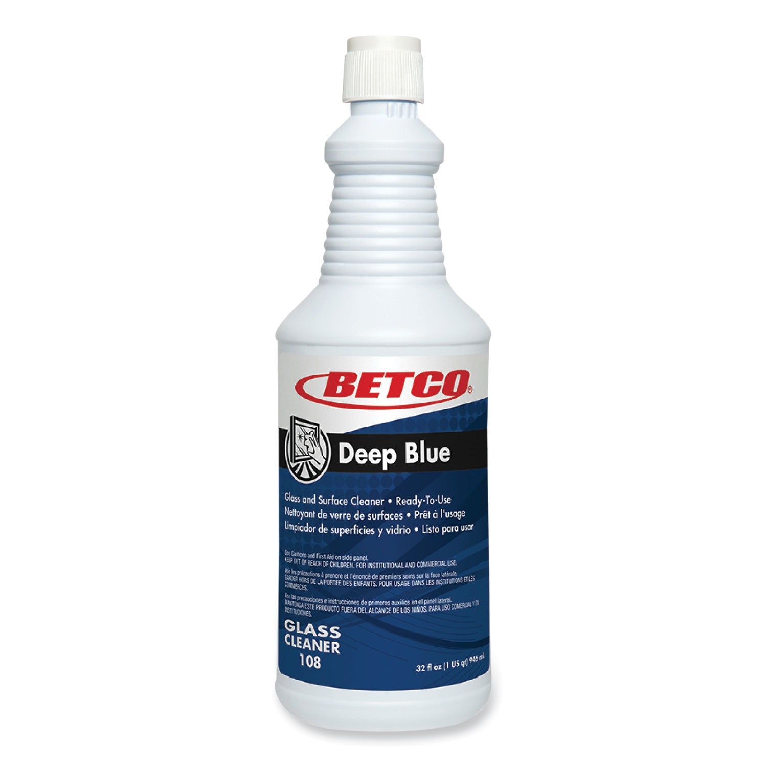 Betco® Deep Blue Glass and Surface Cleaner, Ammonia Scent, 32 oz Bottl ...
