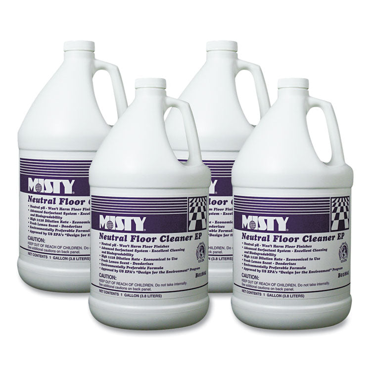 Misty® AMR1033704 Neutral Floor Cleaner EP, Lemon, 1 gal Bottle, 4 ...