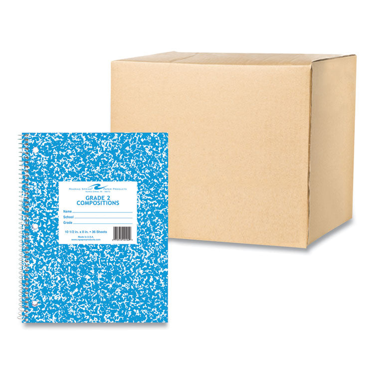 Roaring Spring® Wirebound Grade School Notebook, Grade 2 Rule, Blue Ma ...