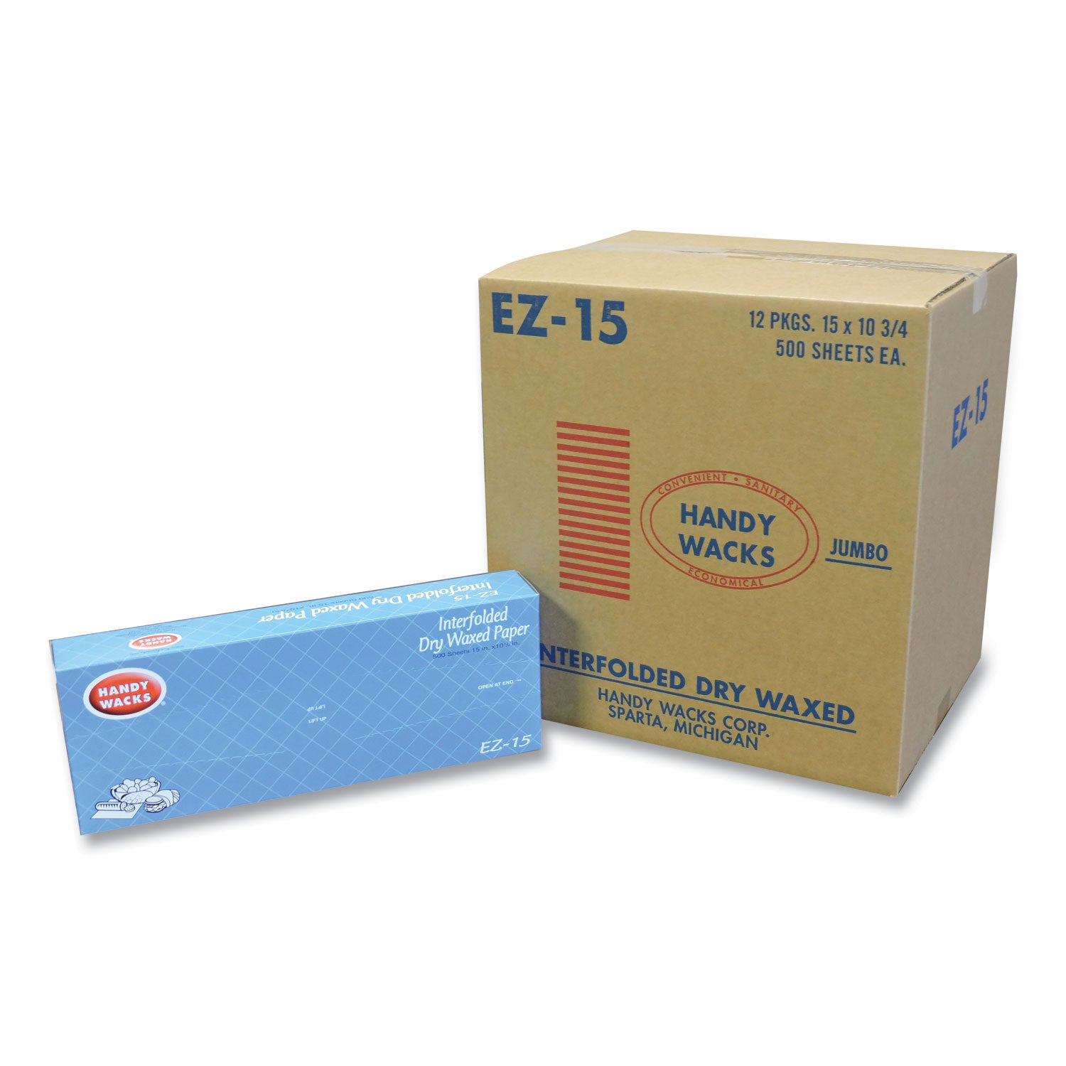 Handy Wacks Interfolded Dry Waxed Paper, 10.75 x 15, 500 Box, 12 Boxes ...