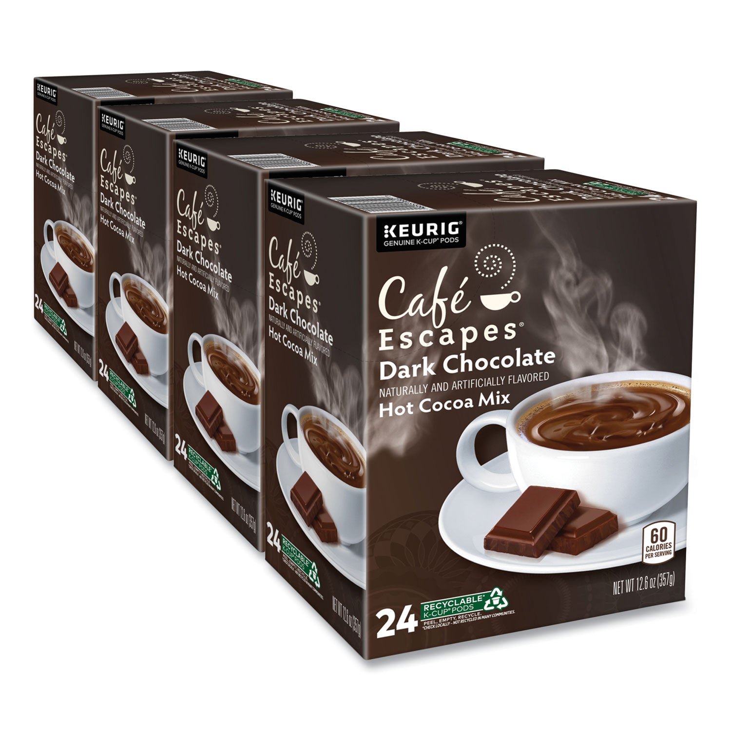 Café Escapes® Dark Chocolate Hot Cocoa K-Cups, 24/Box, 4 Box/Carton (G ...