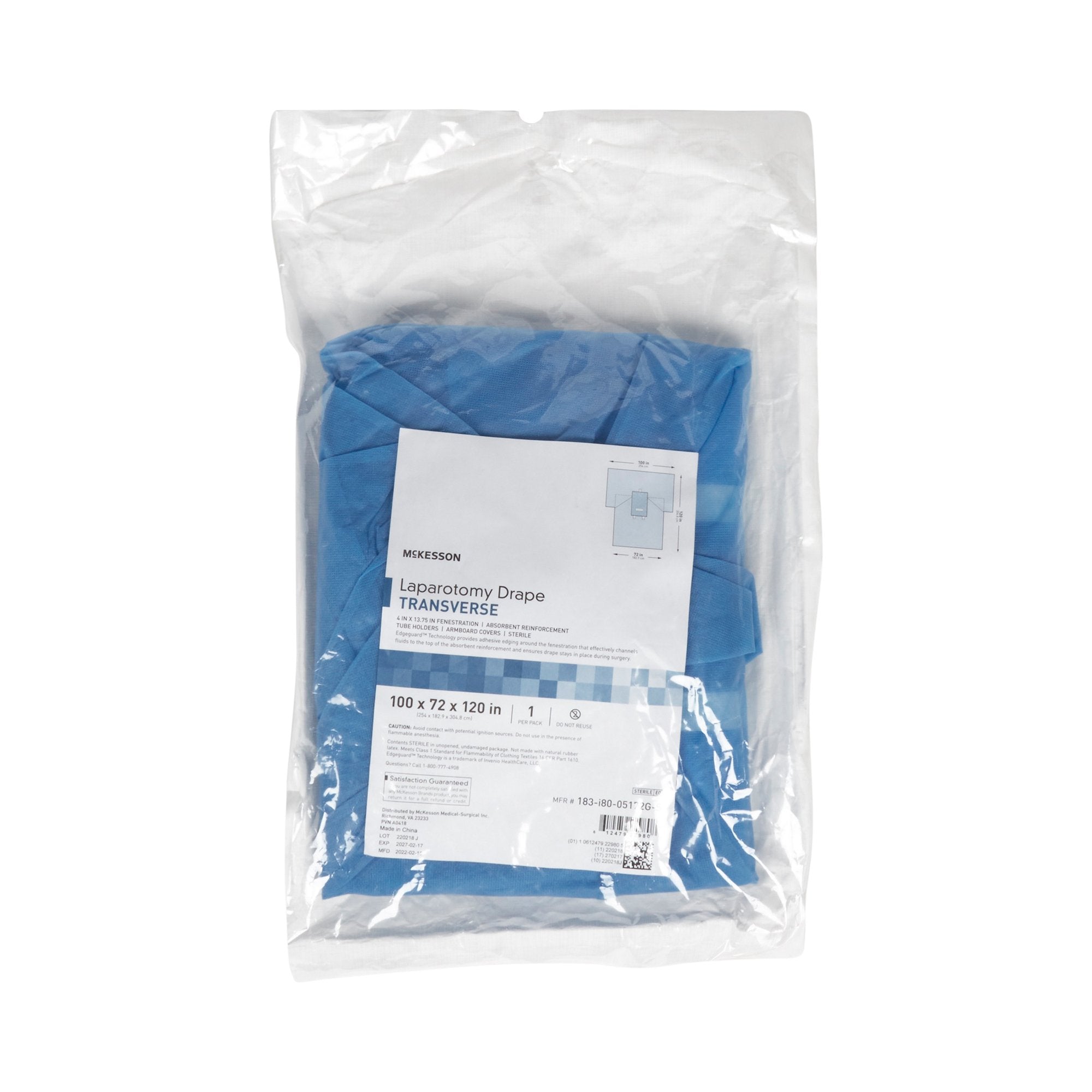 McKesson Abdominal Drape Transverse Laparotomy Drape 100 W X 72 W X 12 ...